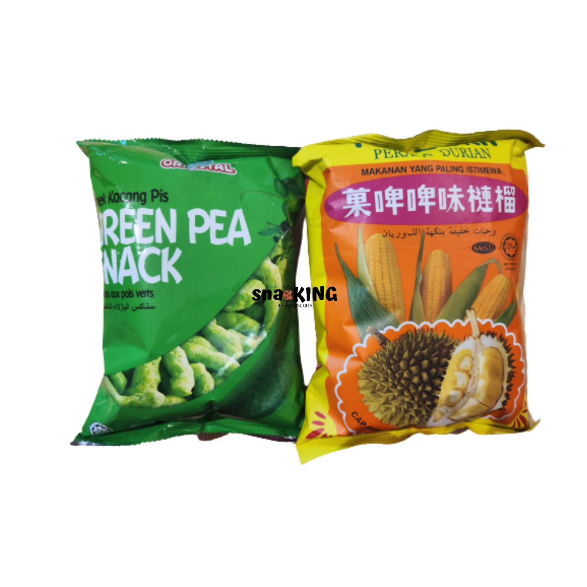 Green Pea Snack, Durian Popcorn | Nostalgic Snacks & Sweets | snacKING Retro Biscuits